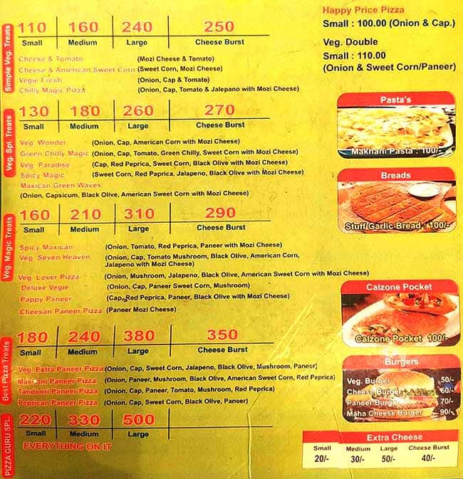 Menu of Pizza Guru, Mundka, New Delhi