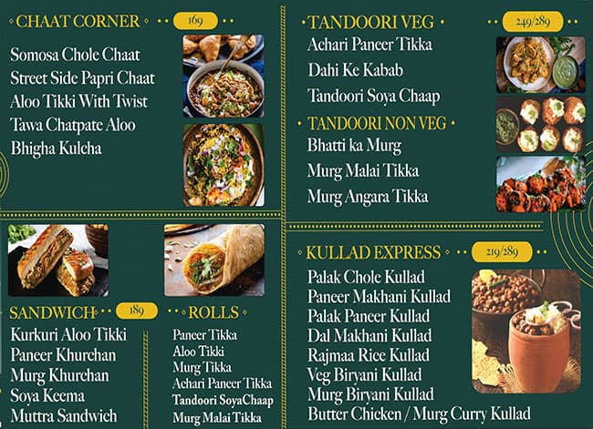 Menu of K Se Kulcha, Gomti Nagar, Lucknow