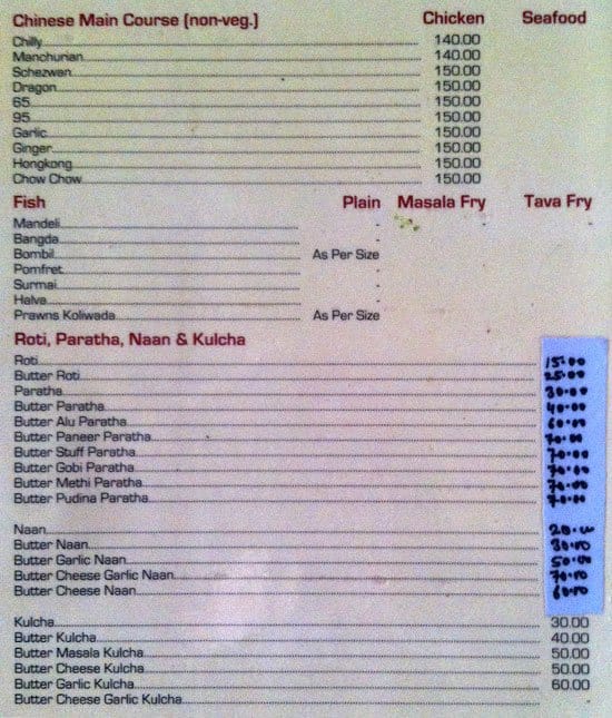 Menu at Sunlight Restaurant & Bar, Mumbai, 537