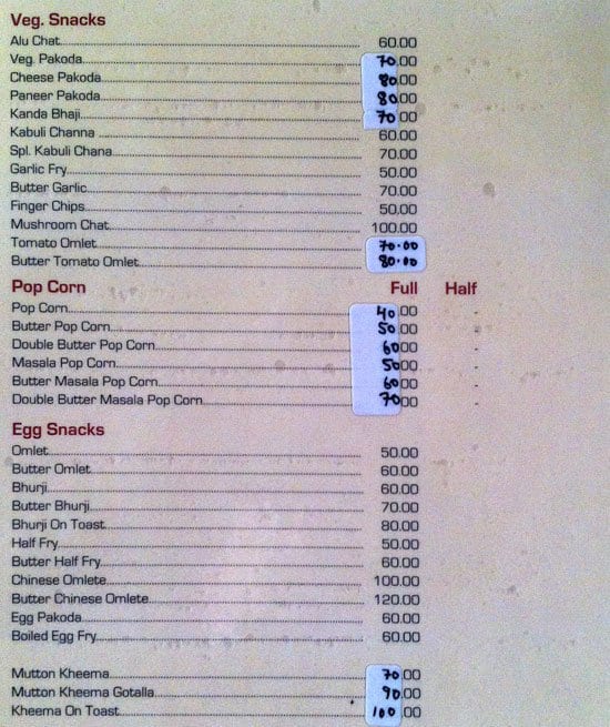 Menu of Sunlight Restaurant And Bar, Kalbadevi, Mumbai