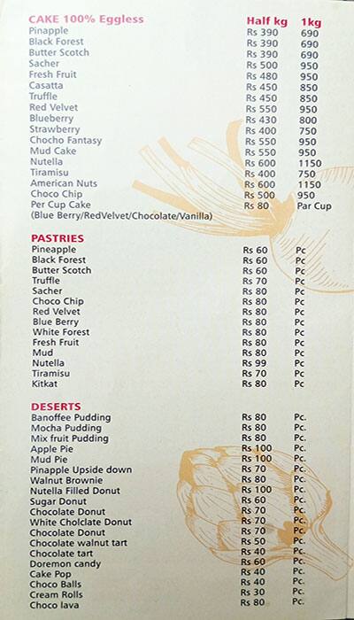Menu of Nathu's Sweets, New Friends Colony, New Delhi