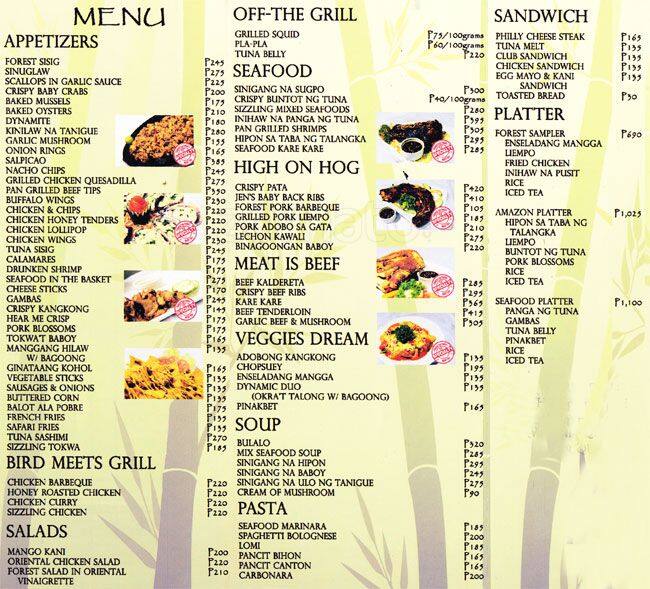 Carta del restaurante Dampa sa Timog, Ciudad Quezon