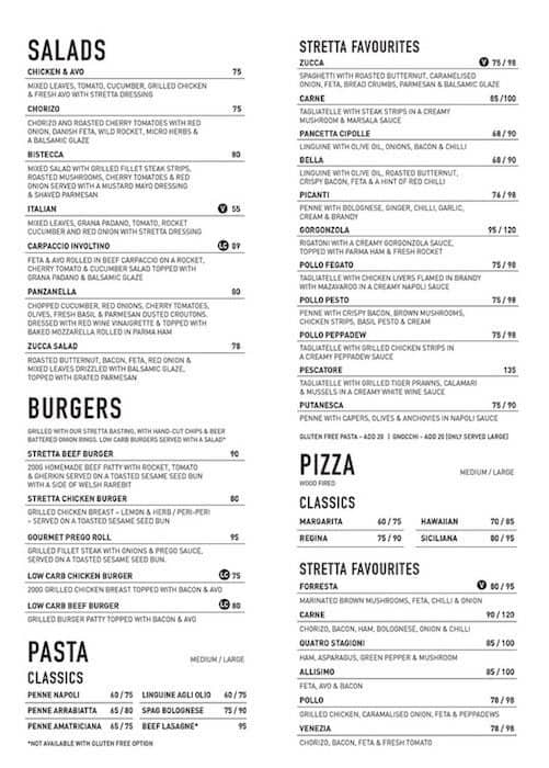 Menu at Stretta Cafe, Hillcrest