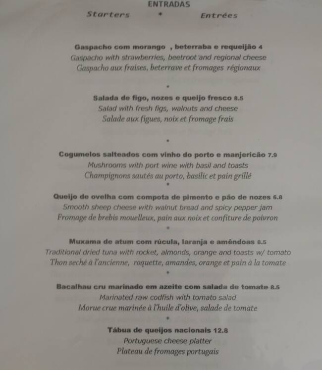 Menu at Mercearia do Século cafe, Lisbon, Rua de O Século 145