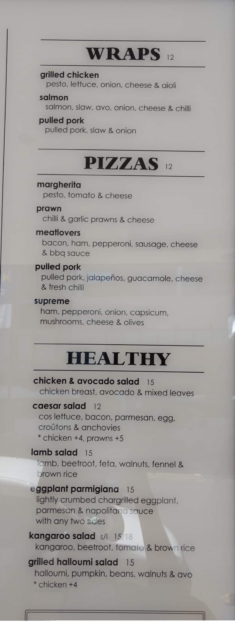 Menu at Maroubra Junction Hotel steakhouse, Maroubra