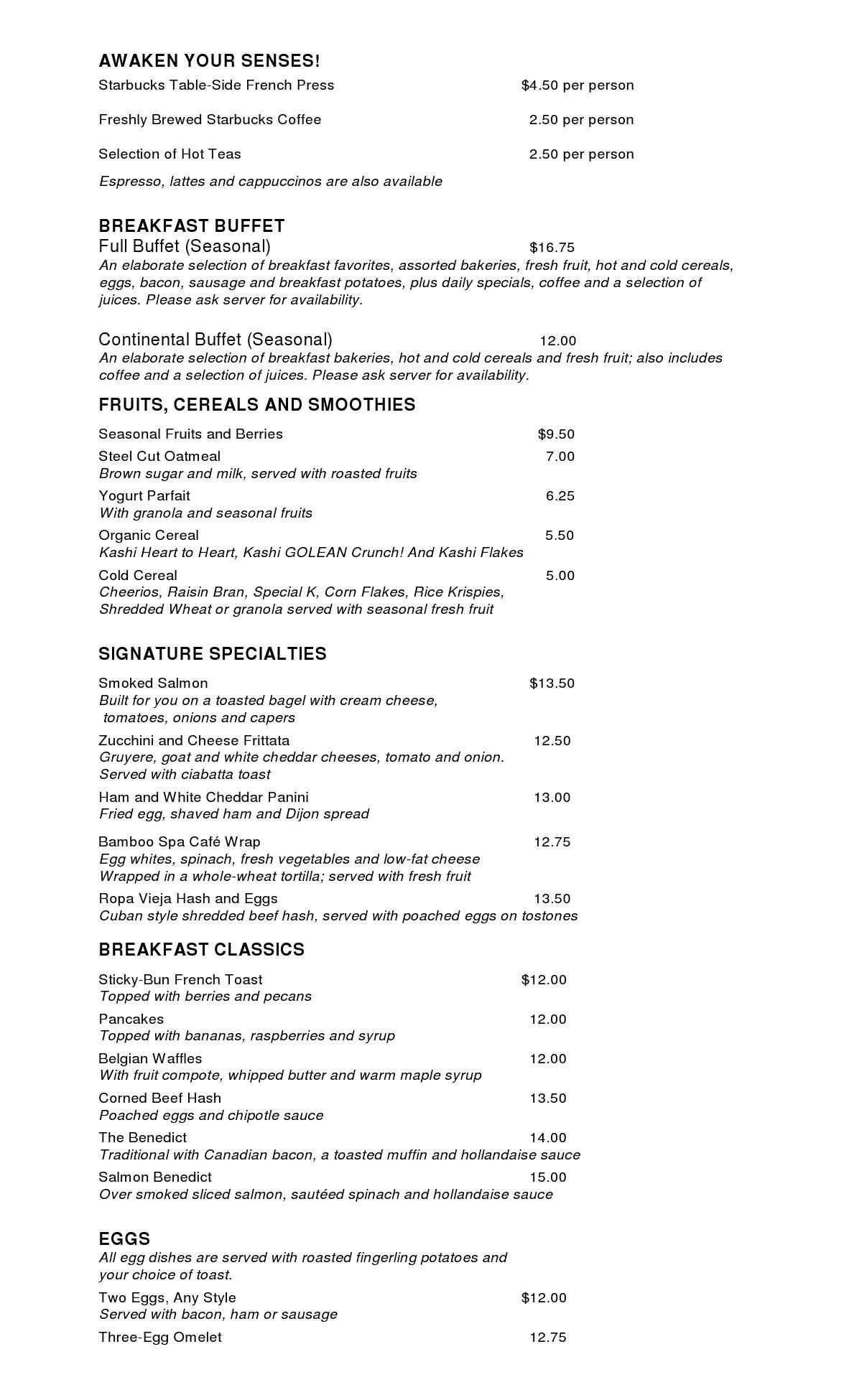 Menu at Banyan Restaurant, Weston