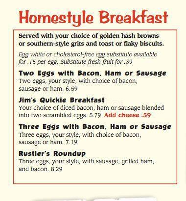 Menu at Jim's Restaurant, San Antonio, 302 TX-1604 Loop