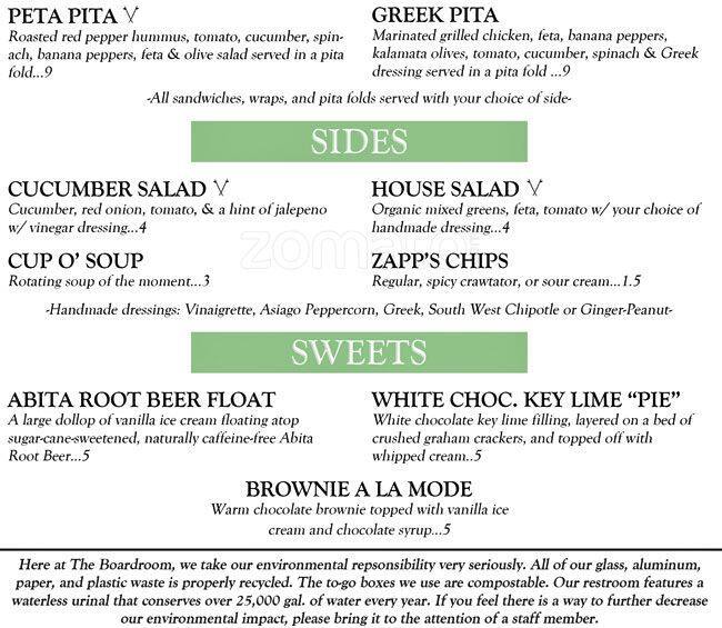 Menu at Boardroom pub & bar, Fort Walton Beach
