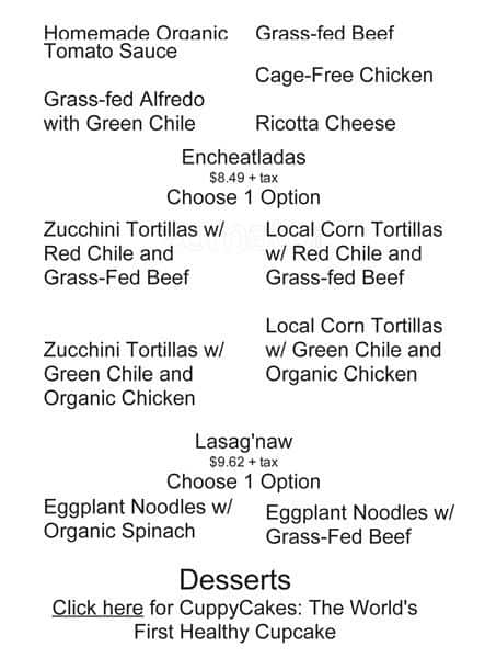 Menu at Rad[ish] cafe, Albuquerque