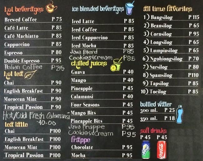Menu at Right Reads Cafe, Mandaue City