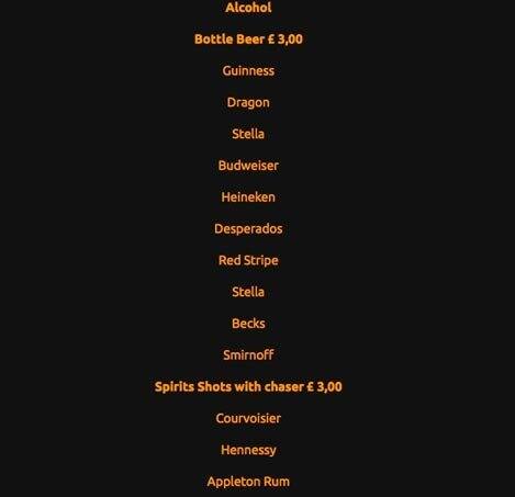 Menu at Ginger Sky Caribbean Restaurant and Bar, Ilford