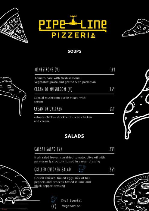 Menu of Pipeline Pizzeria, Satyaniketan, New Delhi