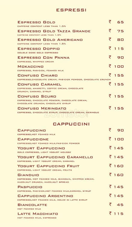 Menu at CAFFE PASCUCCI, Bengaluru, 49