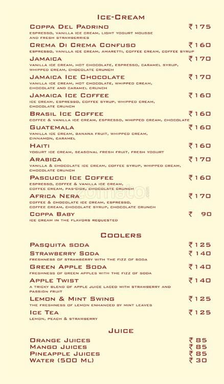 Menu at CAFFE PASCUCCI, Bengaluru, 49