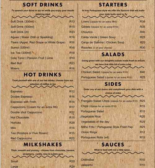 Menu at Frangalo restaurant, New Redruth