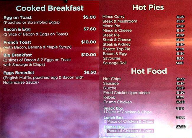 Menu at Titahi Bay Bakery, Porirua
