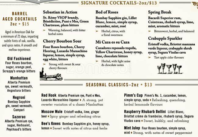 Menu at Museum Tavern restaurant, Toronto