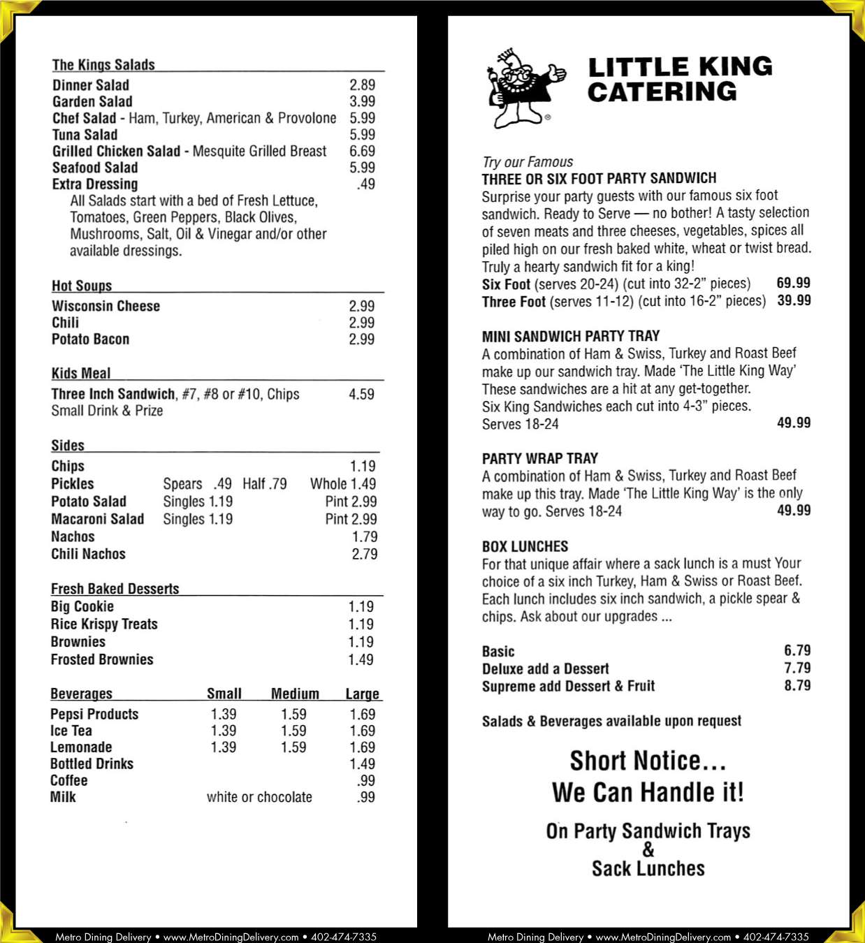 Menu at Little King restaurant, Lincoln, South St