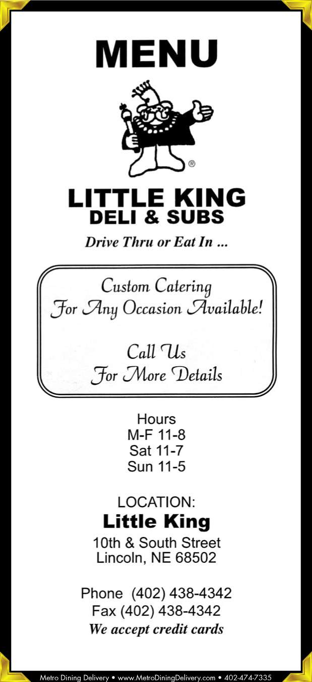 Menu at Little King restaurant, Lincoln, South St