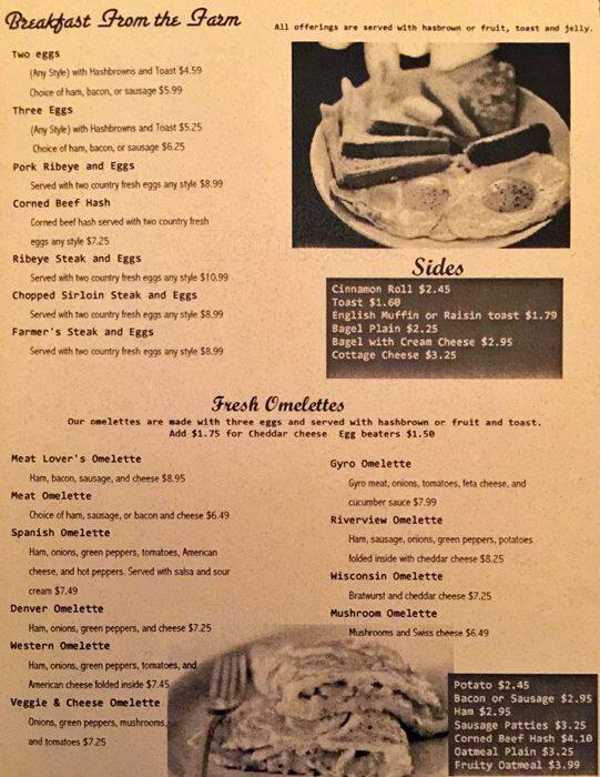 Menu at Riverview Family Restaurant, Kiel