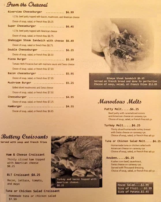 Menu at Riverview Family Restaurant LLC, Kiel