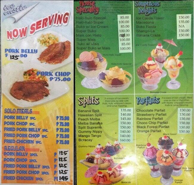 Menu at Ice Castle cafe, Cebu City, Level 4 Ayala Center Cebu