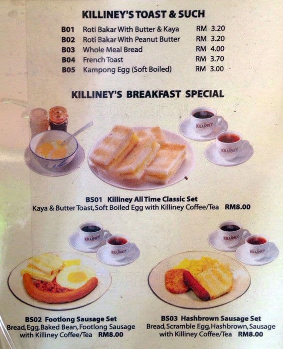 Killiney Kopitiam Menu, Menu for Killiney Kopitiam, Imbi, Kuala Lumpur ...