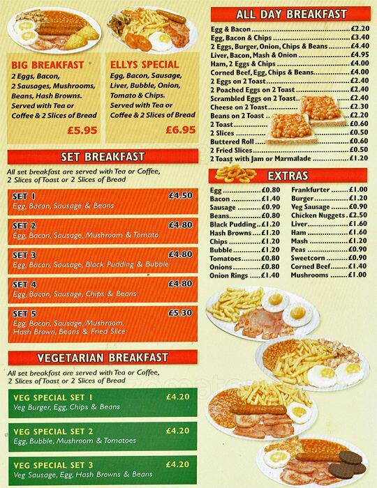 Menu at Elly's Cafe, Purley, 288 BRIGHTON ROAD SOUTH CROYDON CR2 6AG