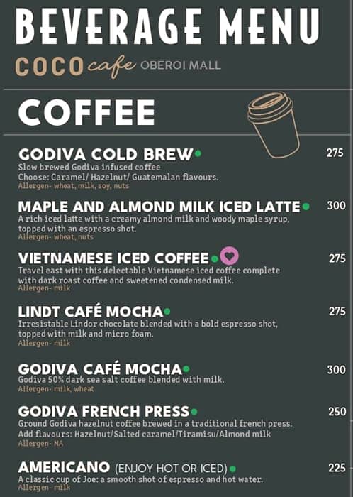 Menu of Cococafe By Cococart, Sakinaka, Mumbai