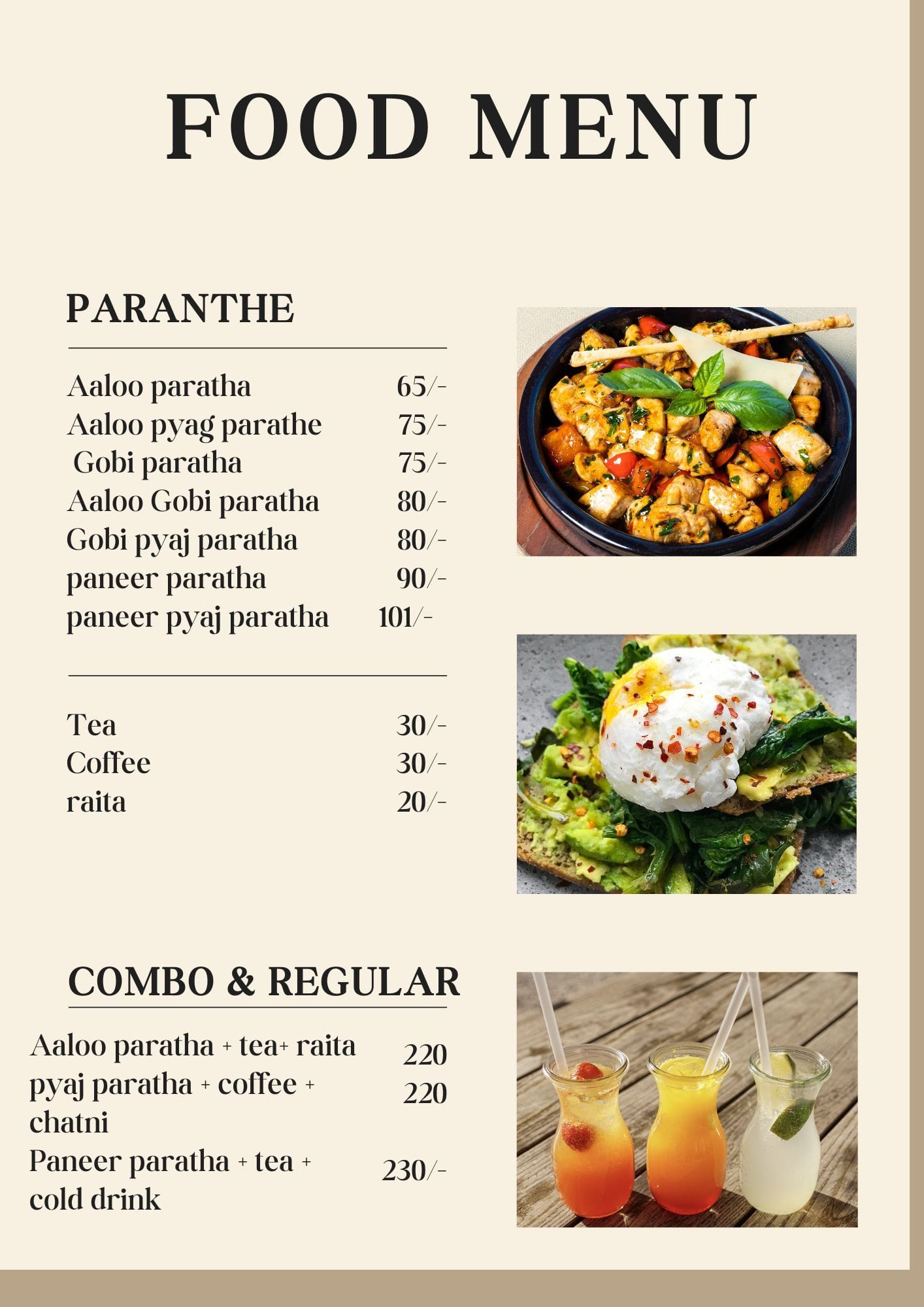 Menu of Mathura Wale Parathe, Burari, New Delhi