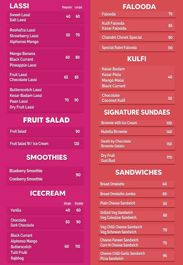 Menu of The Lassi Corner, Sarjapur Road, Bangalore