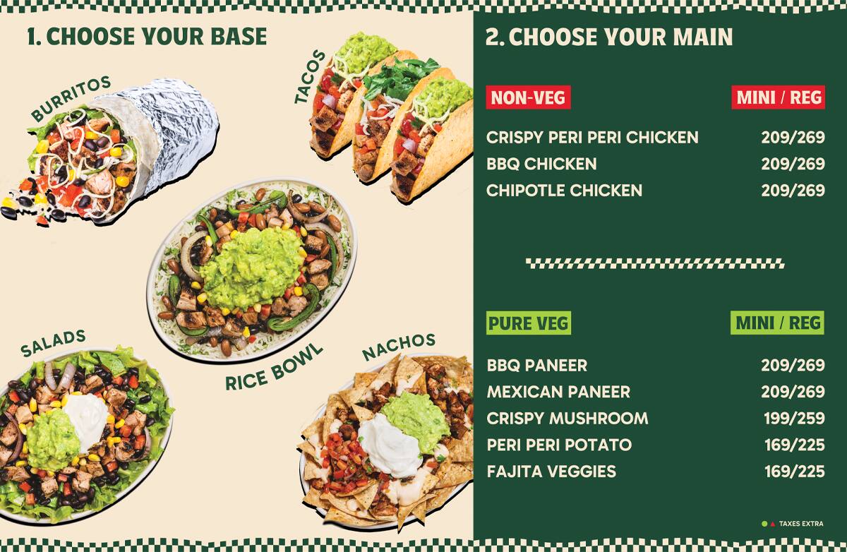 Menu of California Burrito, Meenambakkam, Chennai