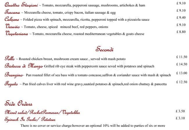 Menu at Piazza Firenze - Hampton pizzeria, Hampton Hill, 133 High St