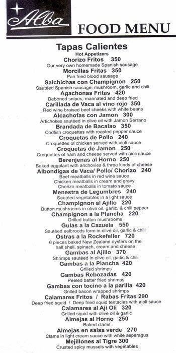 Alba Menu, Menu for Alba, Mall of Asia Complex (MOA), Pasay City ...