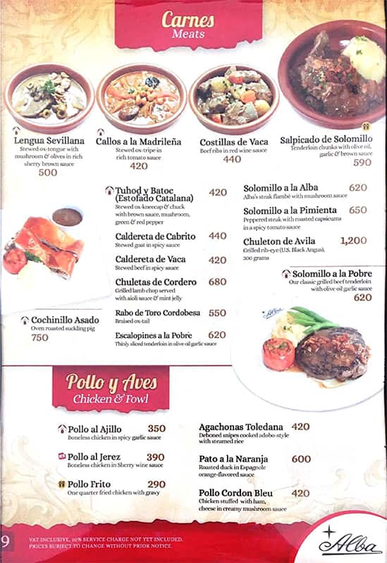 Menu at Alba Restaurante Español, Makati, 38 Polaris