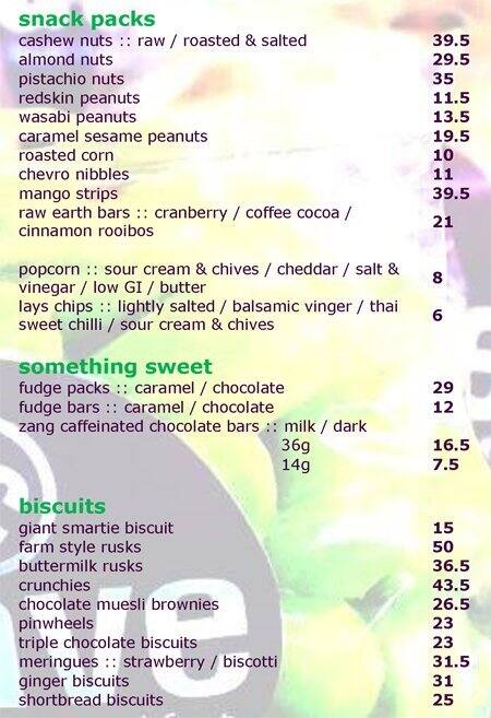 Menu at Crave cafe, Cape Town, Oxbow Crescent