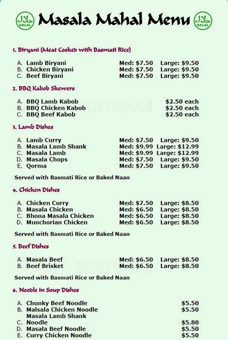 Masala Mahal Menu, Menu for Masala Mahal, Markham, Toronto - Urbanspoon ...