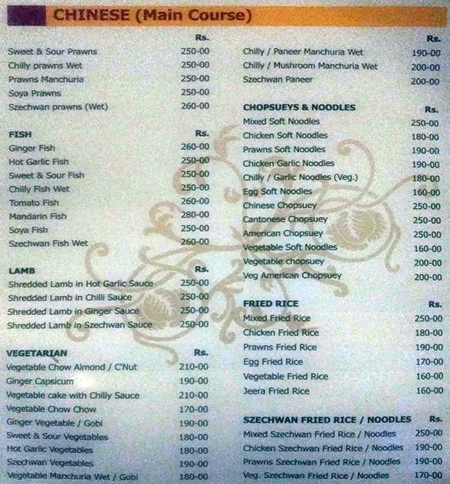 Menu at Urvasi Heights Bar & Restaurant, Secunderabad