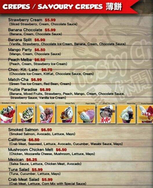 Menu at Tasty Choice cafe, Edmonton