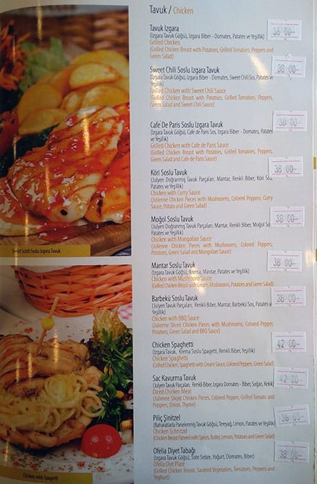 Menu at İlyas Usta Restaurant, Istanbul