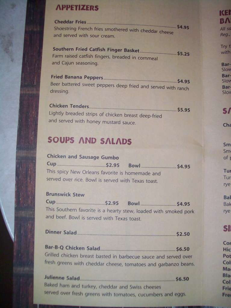 Menu at Kentucky Greg's Hickory Pit BBQ, Depew