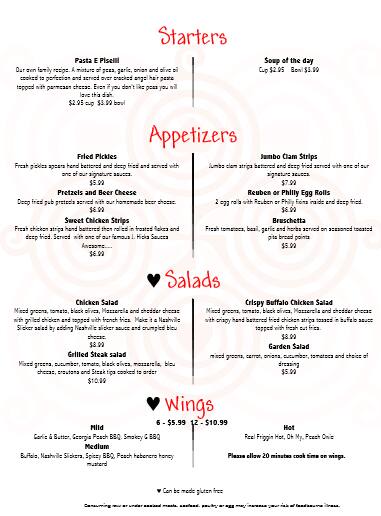 Menu at J. Hicks on the Square pub & bar, Mercer