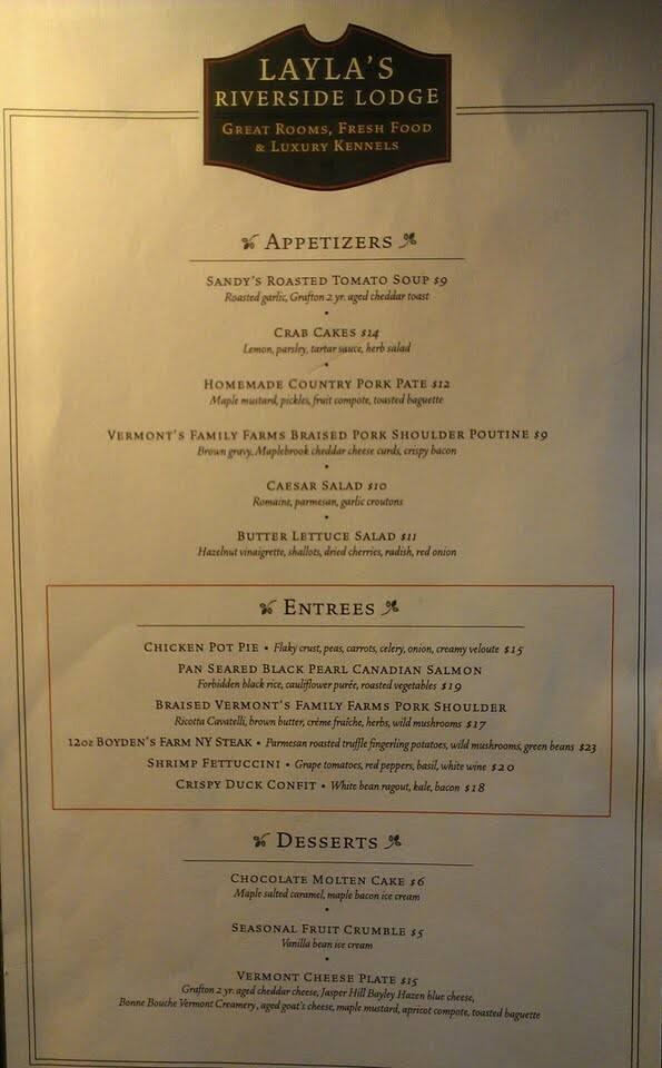 Menu at The Hunt Club, Dover