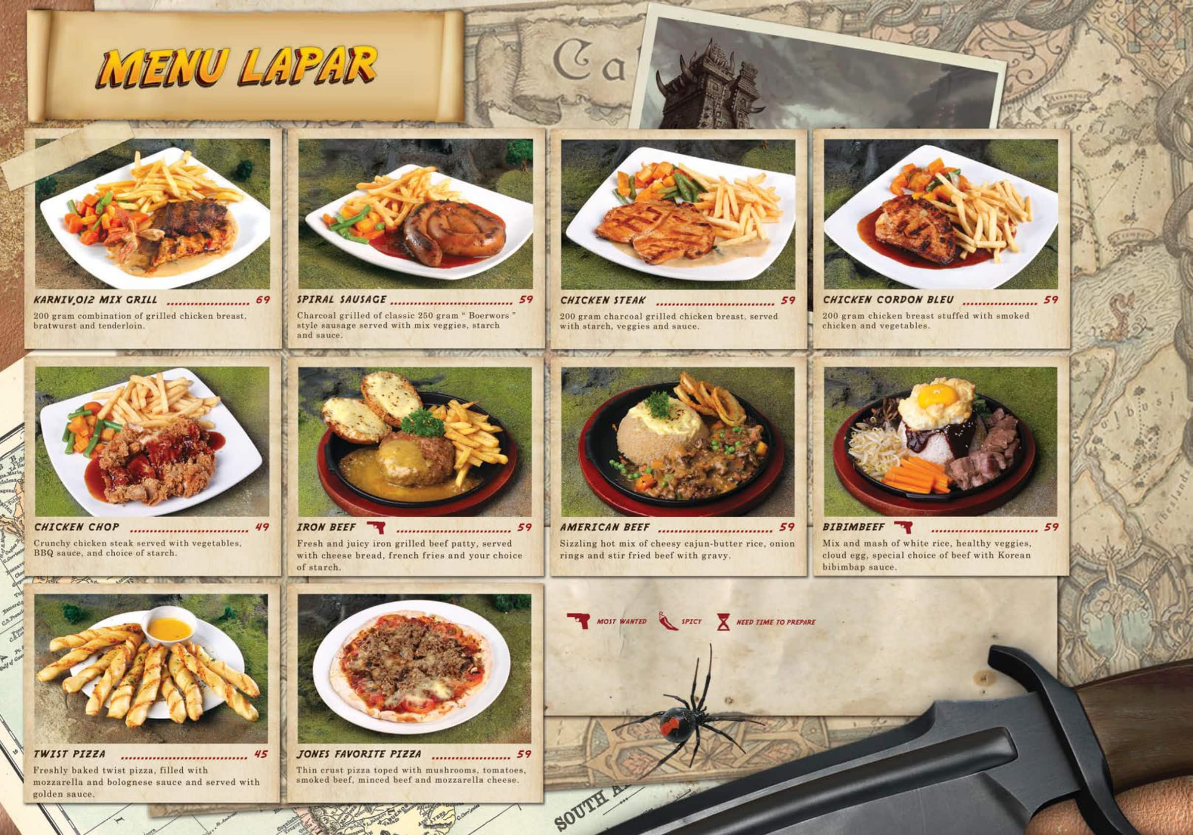 Menu at Karnivor restaurant, Bekasi Regency