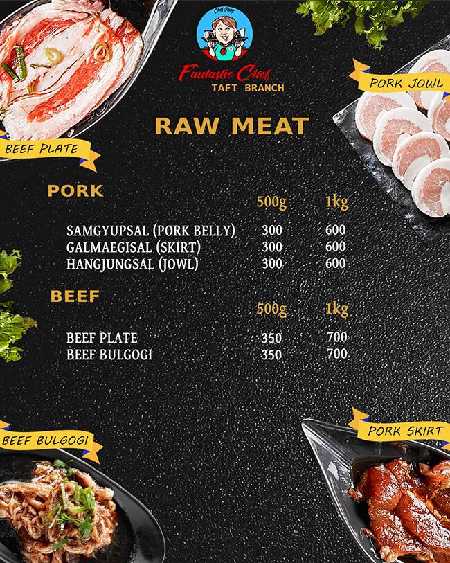 Menu at Fantastic Chef BBQ, Manila