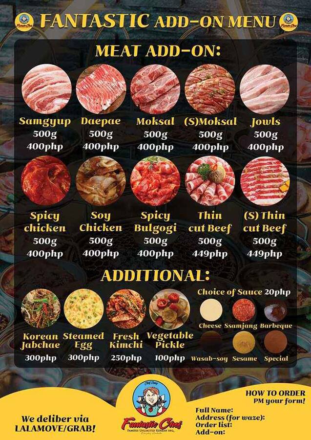 Menu at Fantastic Chef BBQ, Manila