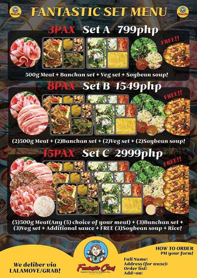 Menu at Fantastic Chef BBQ, Manila