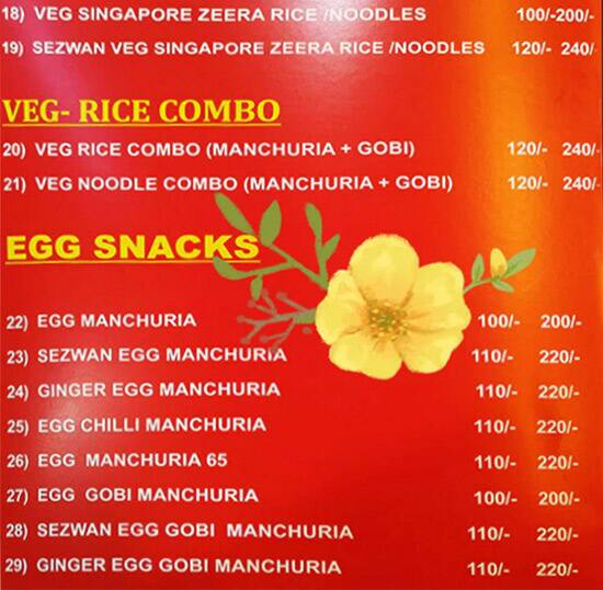 Menu at Madhapur Food Court, Hyderabad, Madhapur Police Station