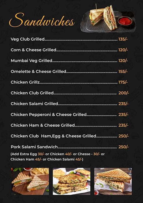 Menu of Grillz, Panaji, Goa