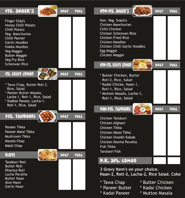 Menu of Partap's Kitchen, Rohini, New Delhi